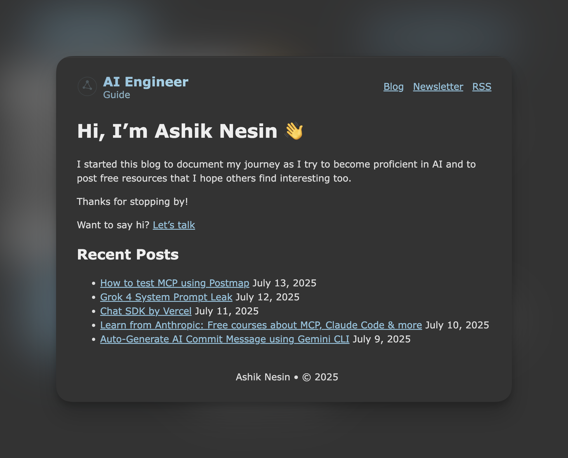 GitHub - AshikNesin/ai-engineer-guide: A clean, fast Hugo-powered blog covering AI engineering ...
